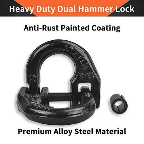 TBAPFS 1/2" Grade 80 Alloy Steel Hammerlock Coupling Link, Tow Hitch Hammer Lock Safety Trailer Chain Adapter Connector Link for Heavy Super Duty Truck Chain Hitch, 12000 Lbs Work Load Limit - Black