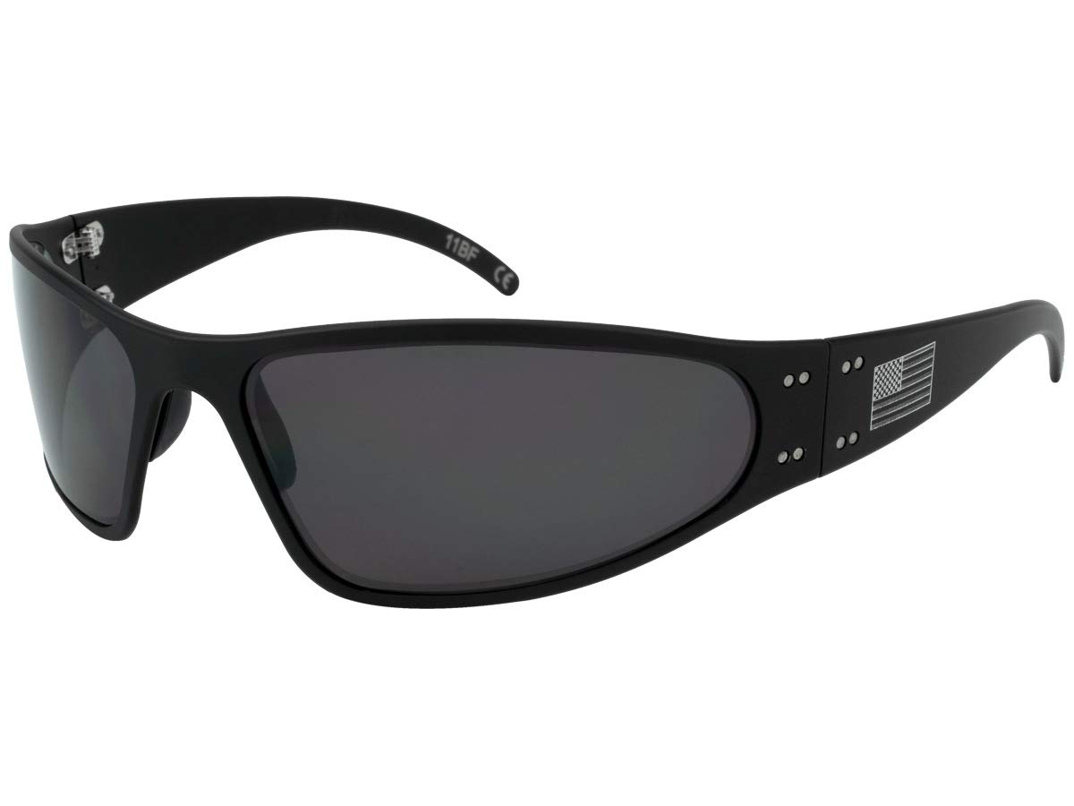 Gatorz Eyewear, Wraptor Patriot Model, Aluminum Frame Sunglasses - Made in the USA (Smoked Polarized Lens)
