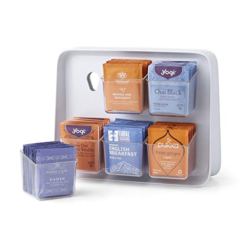 YouCopia TeaStand Tea Bag Organizer with Clear Removable Bins, Cabinet or Pantry Storage Caddy, 120-Bag