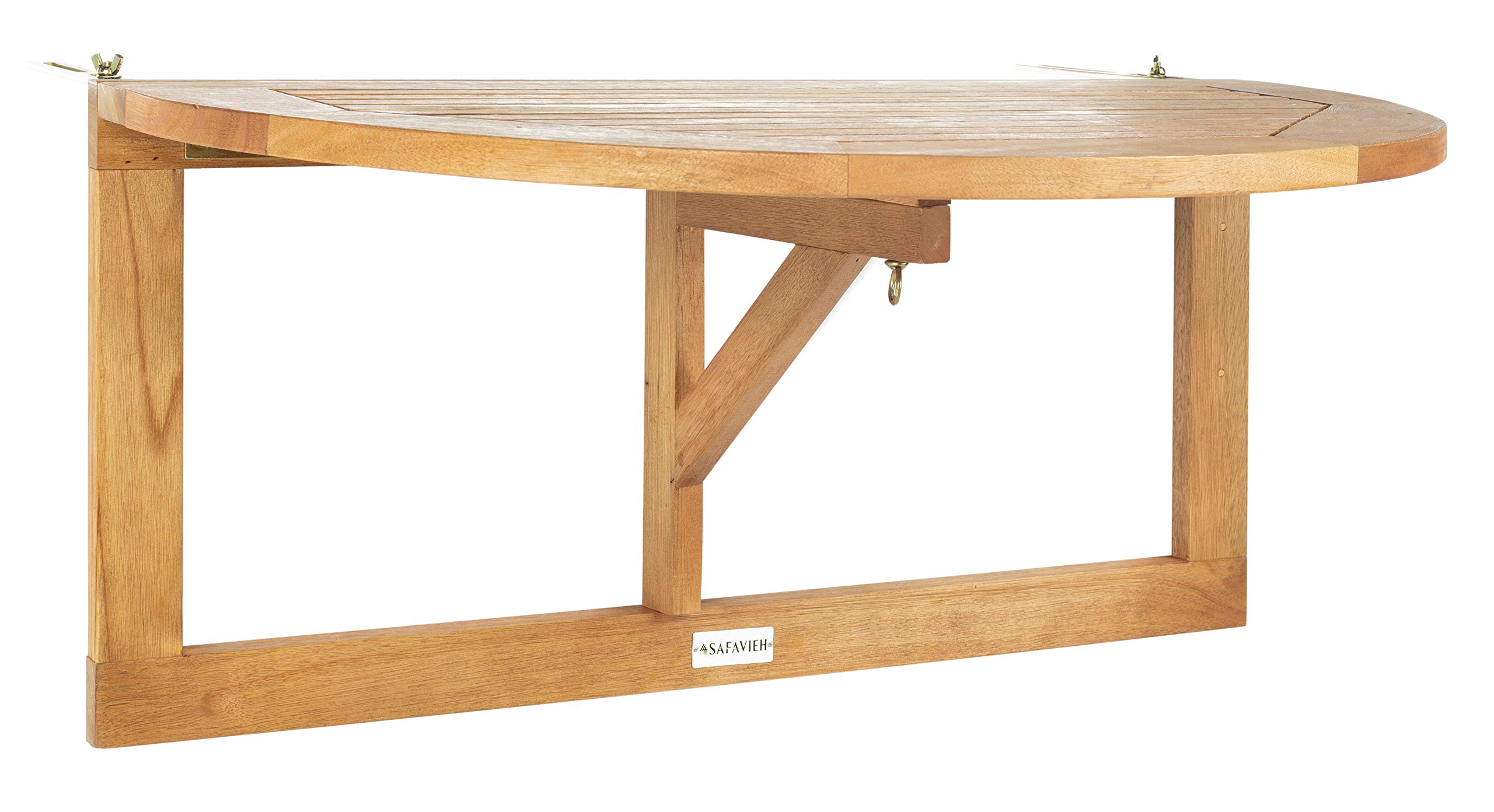 Safavieh PAT7045A Outdoor Collection Owens Natural teak wood Balcony Hanging Half Table