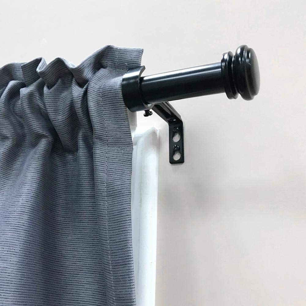 Home Decorators Collection 72 in. L to 144 in. L Telescoping 1 in. Single Curtain Rod Kit in Matte Black