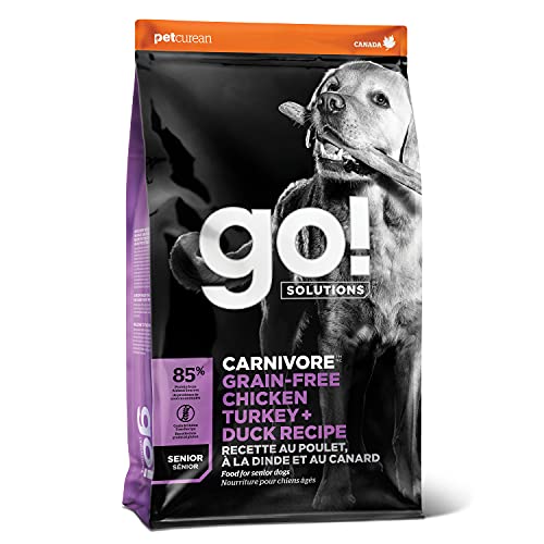 GO! SOLUTIONS Carnivore Grain Free Dog Food for Senior Dogs, 3.5 lb โ Chicken, Turkey + Duck Recipe โ Protein Rich Dry Dog Food โ Complete + Balanced Nutrition for Senior Dogs