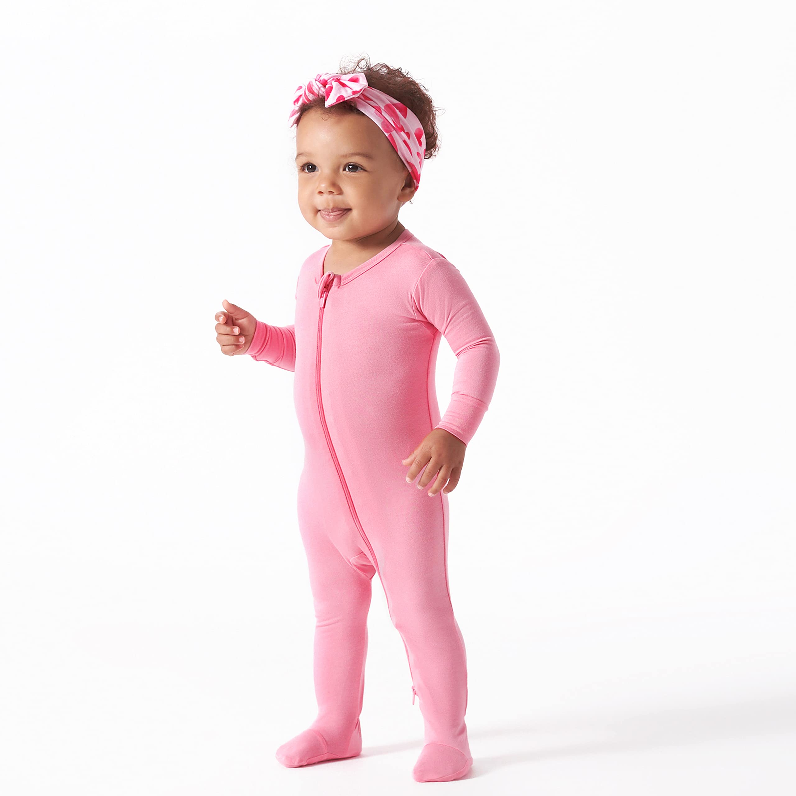 Gerber Unisex Baby Toddler Buttery Soft Snug Fit Footed Pajamas with Viscose Made from Eucalyptus, Sea Pink, 12 Months