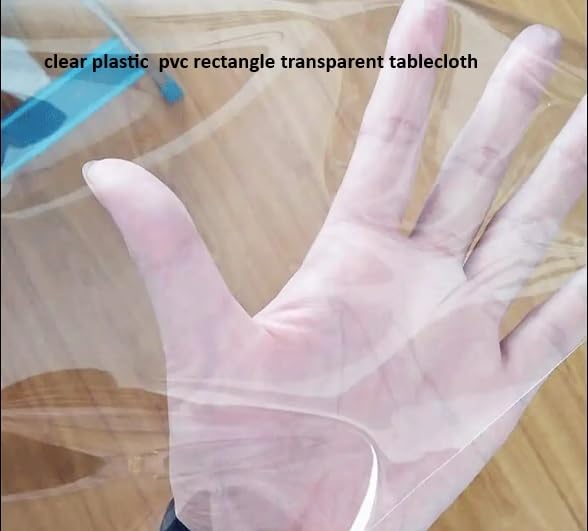 Golden Linens LLC 2.2 mm Thick Clear Plastic Transparent Tablecloth Protector Water Proof Heavy Duty Easy Clean, Long Lasting Kitchen Dinning Table, Family Gathering Party Holidays (60" X 90")