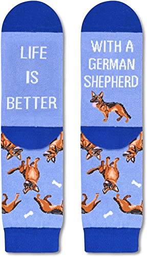 sockfun Funny Black German Shepherd Gifts for Lovers, Novelty German Shepherd Socks for Women Men Crazy Fun Socks