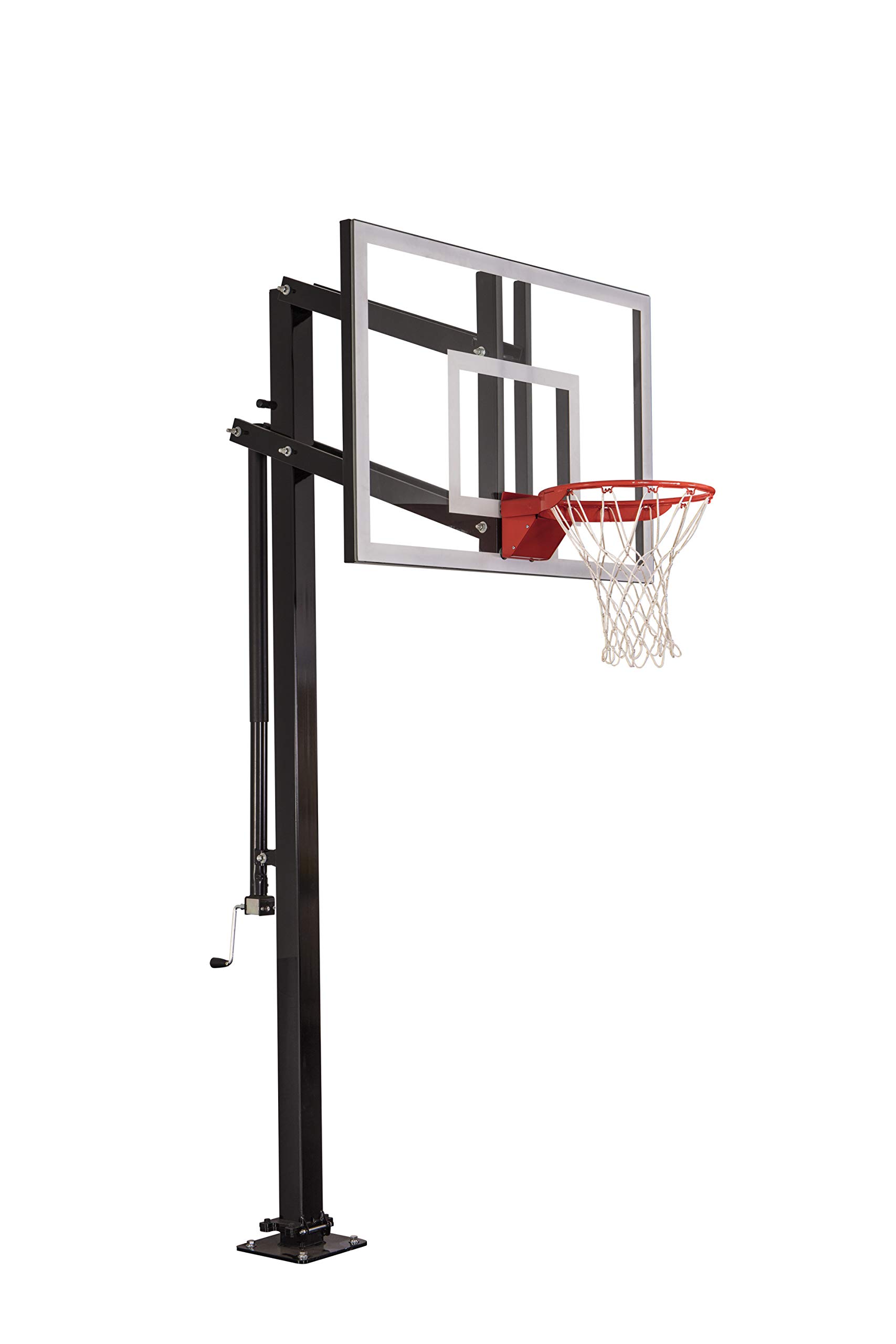 Goalsetter X454 In Ground Adjustable Basketball System with 54-Inch Glass Backboard and Flex Rim