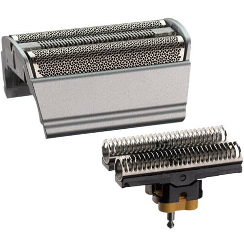 HeroFiber Braun Replacement Head for Select Series 3 Combi 31S Foil & Set (Silver) for, Contour, Flex XP, Flex Integral (5000/6000) Shavers + Double Ended Shaver Brush Ultra Gentle Cleaning Cloth