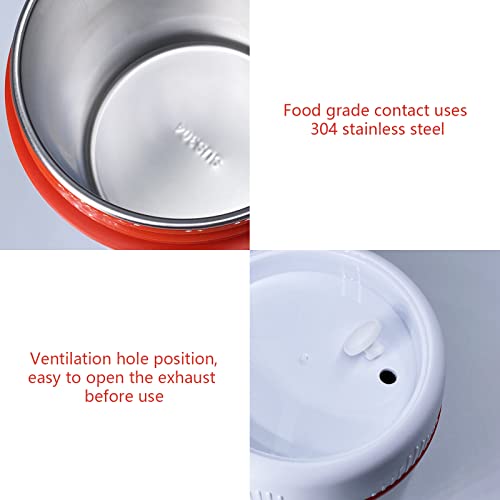 Yanglonghui Thermos with Foldable Spoon, Stainless Steel Thermal Food Container Soup Cup Leak Proof Insulated Lunch Box Hot Cold Food for Office Picnic Travel (White)