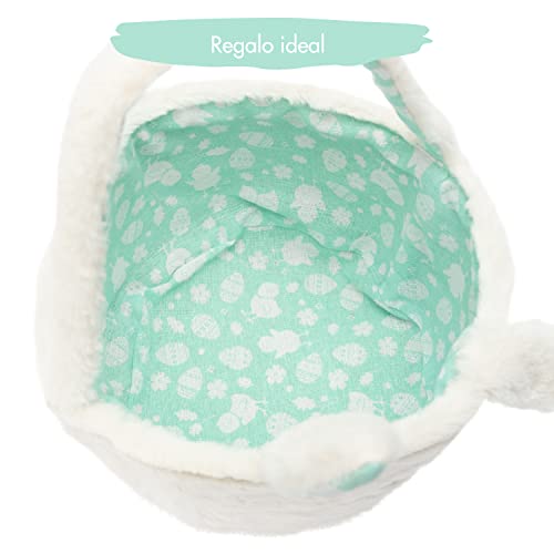 Homarden Easter Eggs Basket - Cute Green Bunny Baskets with Foldable Ears - Perfect for Girls & Boys Easter Egg Hunts - Easter Baskets for Kids