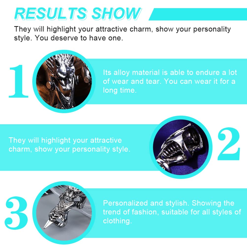 KALLORY Knuckle Joint Full Finger Ring Vintage Punk Rings Wolf Activity Ring Gothic Claw Finger Rings Hip Hop Costume for Men Woman
