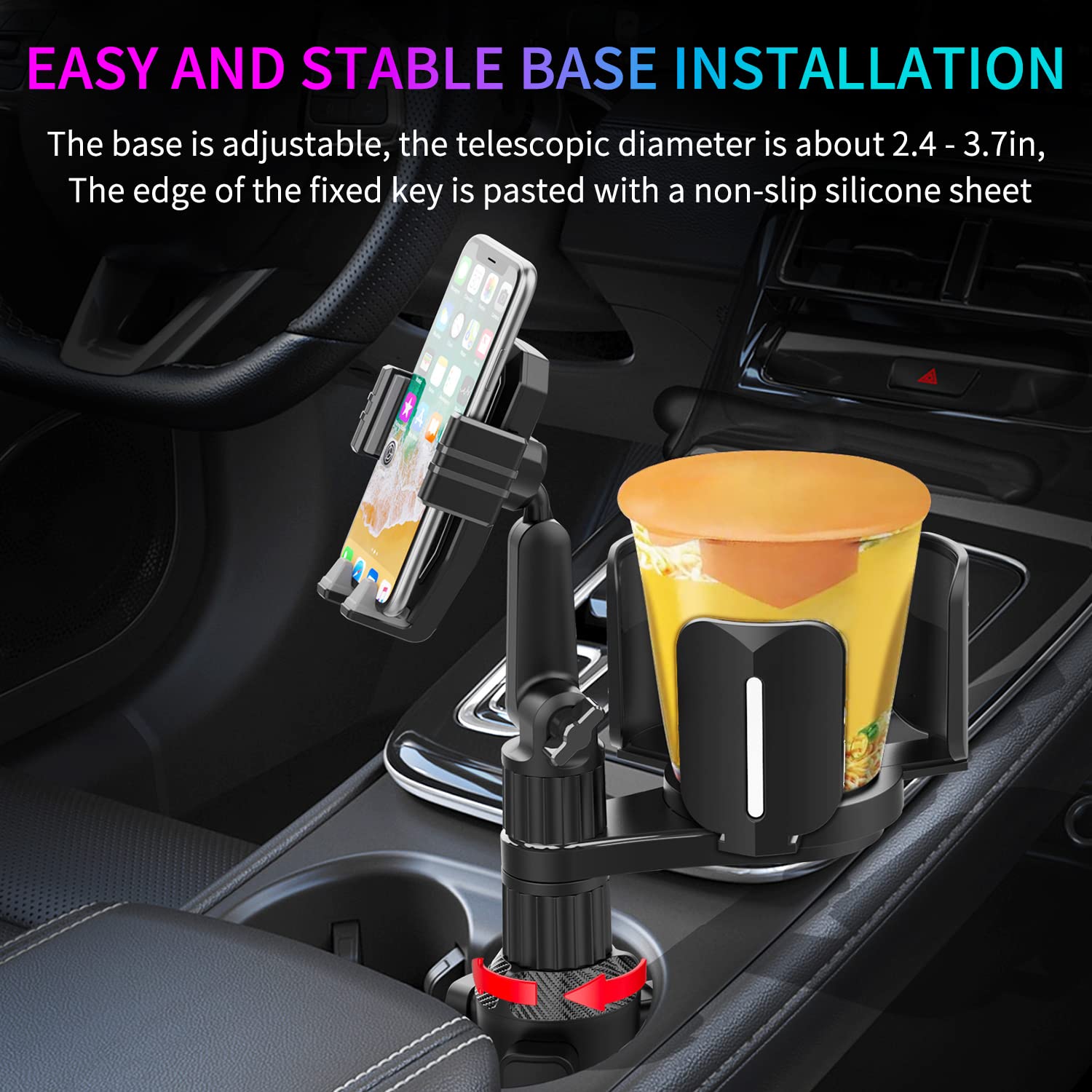 HUMBEST Cup Holder Phone Mount for car , Phone Mount for car - 360° Rotation Cell Phone Holder car Compatible All Smartphones - Cup Holder Extender for a More Convenient Driving Experience