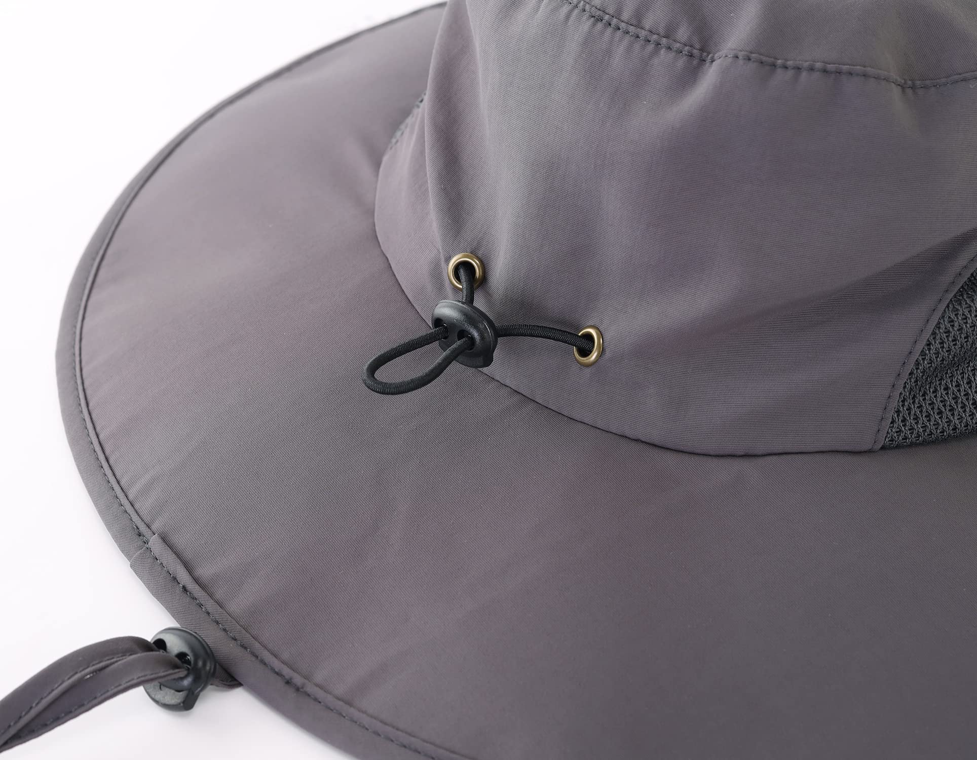 Home Prefer Mens UPF50+ Sun Hat Large Brim Fishing Hat with Neck Flap Summer Beach UV Protection Hat Dark Grey