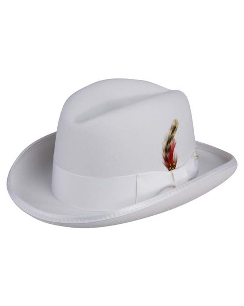 Godfather Homburg Fedora Hat in White (X-Large = 24")