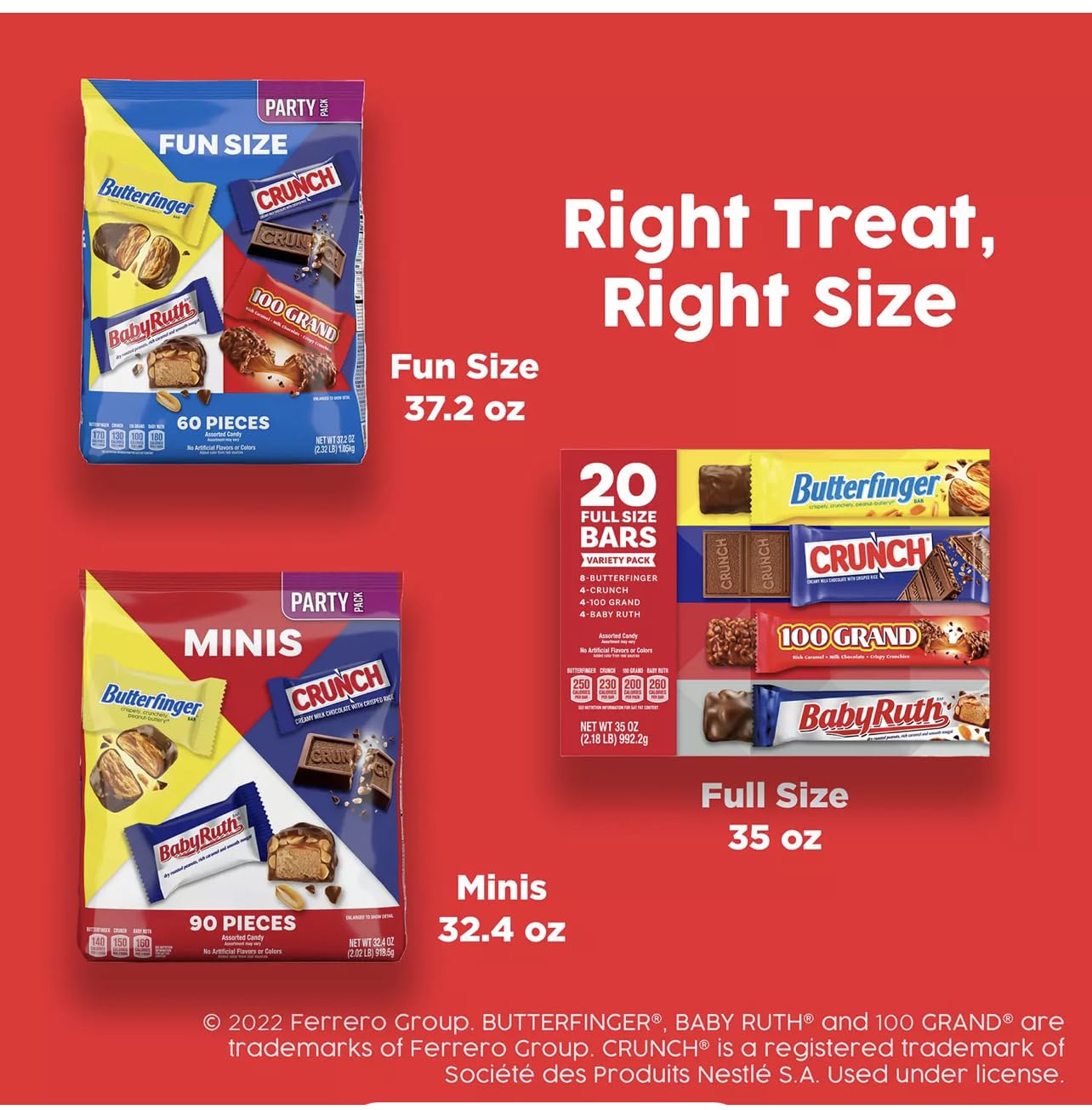 HALLOWEEEN CANDY | Butterfinger, CRUNCH and Baby Ruth, Mini Size Bars (200 PIECES) - 4.5 LBS | Individually Wrapped Assorted Mini Size Candy Bars Best For Trick and Treat Halloween Night | SAMEDAYS SHIPPERS BRANDED BAG CLIP INCLUDED