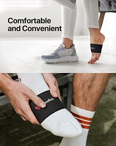 ZooNut Copper Arch Support Bands (2 Count), BraceBull Copper Infused for Plantar Fasciitis, Flat Feet Support, Foot Pain Relief, Sturdy Arch Support Brace, Skin-Friendly Sleeve (Black)