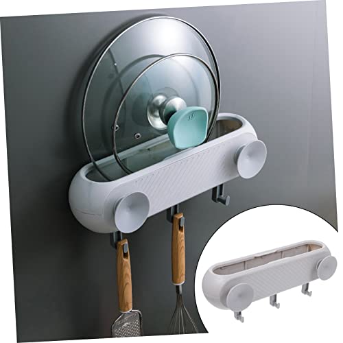 YARNOW 1pc Storage Rack Washcloth Holder Pan Holder Pot Lid Rack Wall Shelf Brackets Pot Lid Holder Pot Lid Storage Rack Wall Organizer Rack Chopping Board Stand Tableware Plastic Grey