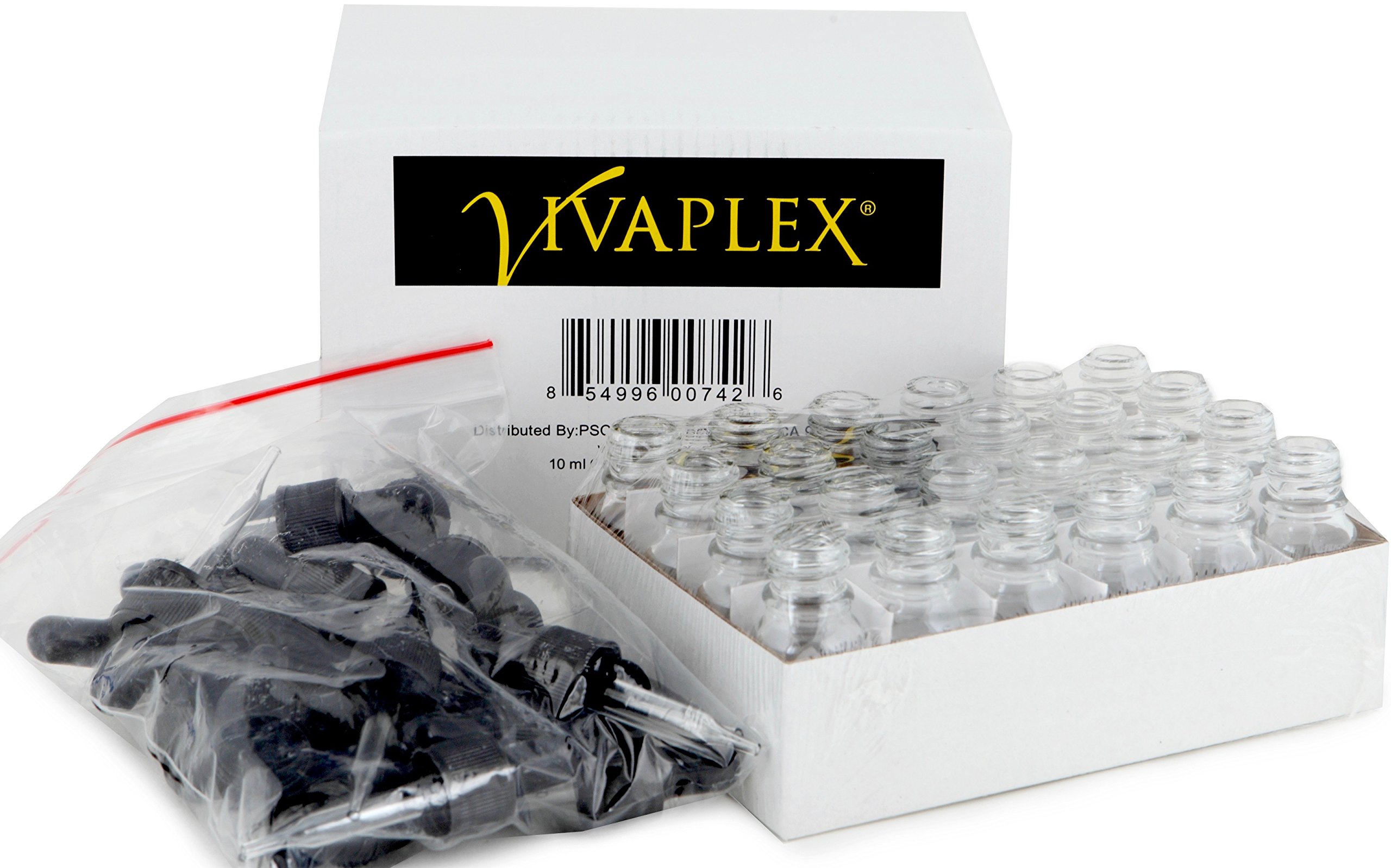 Vivaplex, 24, Clear, 10 ml (1/3 oz) Glass Bottles, with Glass Eye Droppers