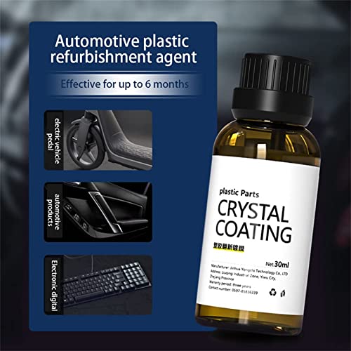 Plastic Parts Crystal Coating, Plastic Parts Crystal Coating for Car, Plastic Parts Refurbish Agent with Spong 30ML (2 Pcs)