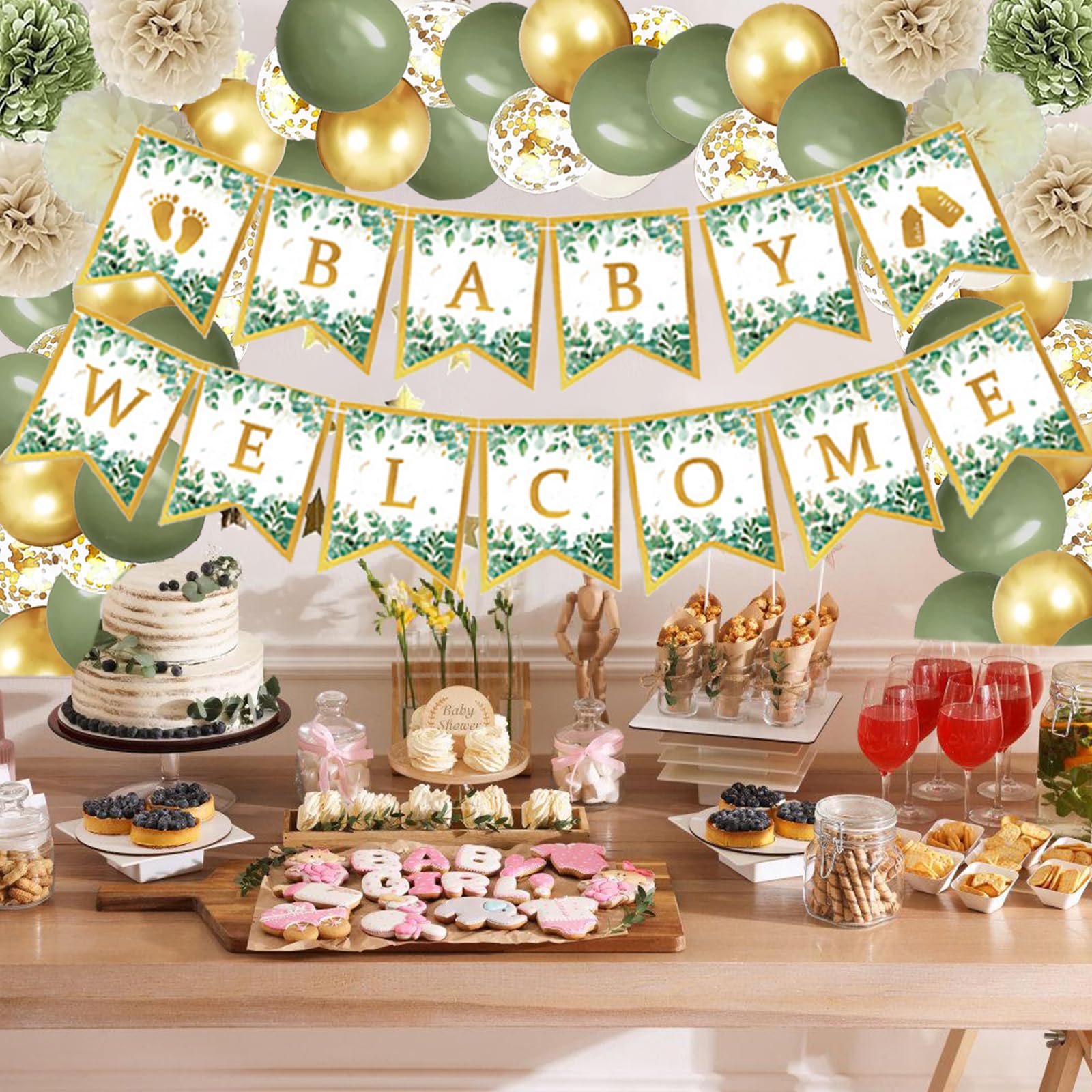 Sage Green Baby Shower Decorations