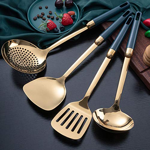 Golden Stainless Steel Cookware Cooking Tool Soup Spoon Spatula Fork Shovel Kitchen Utensils Set
