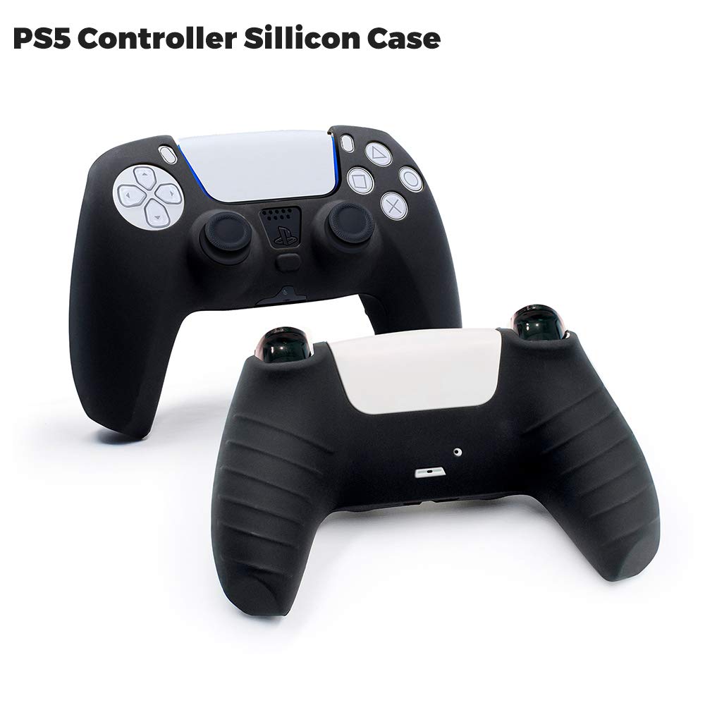 Hacker's Compatible with PS5 Controller Grip Cover Playstation 5 DualSense Case with Thumb Grip Caps (Controller Skin x 2 + Thumb Grips x 8