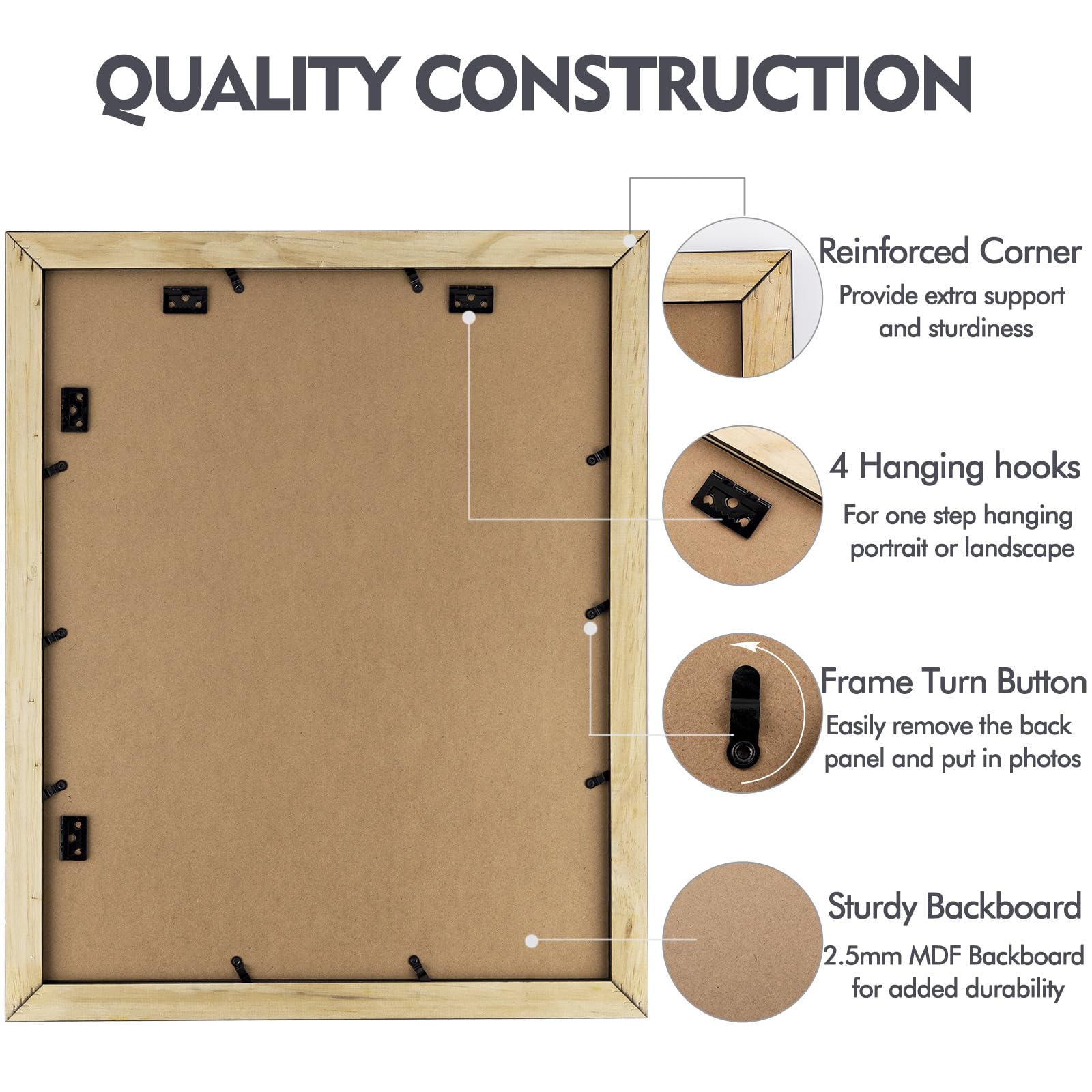 Golden State Art, 16x20 Black Picture Frame Made of Solid Wood & Tempered Glass (1 Pack)