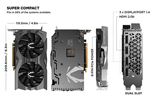 ZOTAC Gaming GeForce GTX 1660 Super amp 6GB GDDR6 192-bit Gaming Graphics Card, Super Compact, Ice Storm 2.0 Cooling, Wraparound Metal Back plate - Zt-T16620D-10M