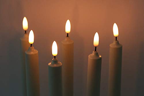 Wondise Window Candles Battery Operated with Remote and Timer, 3D Wick Ivory Taper Candles with Silver Holders and Suction Cups for Christmas Decoration, Set of 6(D0.8 x H10 inch)