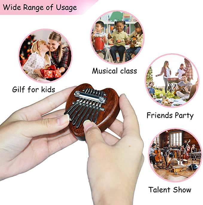 Mini Kalimba Thumb Piano - Musical Instruments, 8 Keys Finger Piano With Lanyard,Study Instruction,Portable Marimba Hand Piano Gifts for Kids Adults Beginners