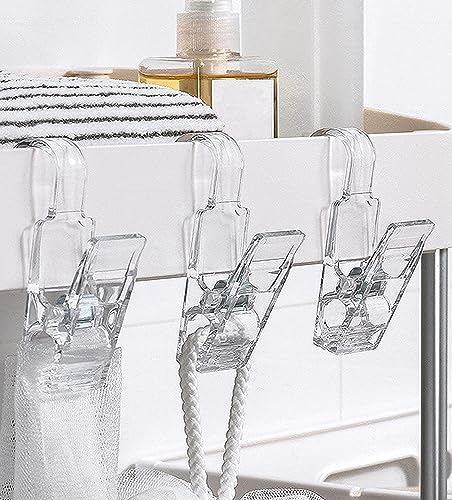 YEBIAO Laundry Hooks with Clips,Acrylic Clothes Pins,Acrylic Hooks with Clips，Bathroom Organizer Hook Multi-Purpose Clips