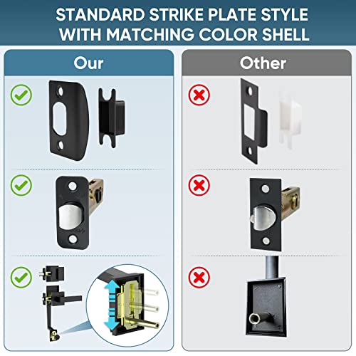 TICONN Front Door Handle Set, Heavy Duty Square Door Lever & Single Cylinder Deadbolt Combo Reversible for Entrance Exterior Doors (Matte Black)