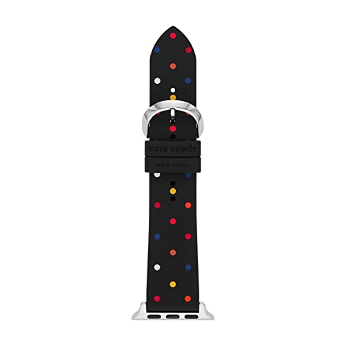 Kate Spade New York women's black multicolor dot silicone band for apple watch®, 38/40/41mm (Model: KSS0142)