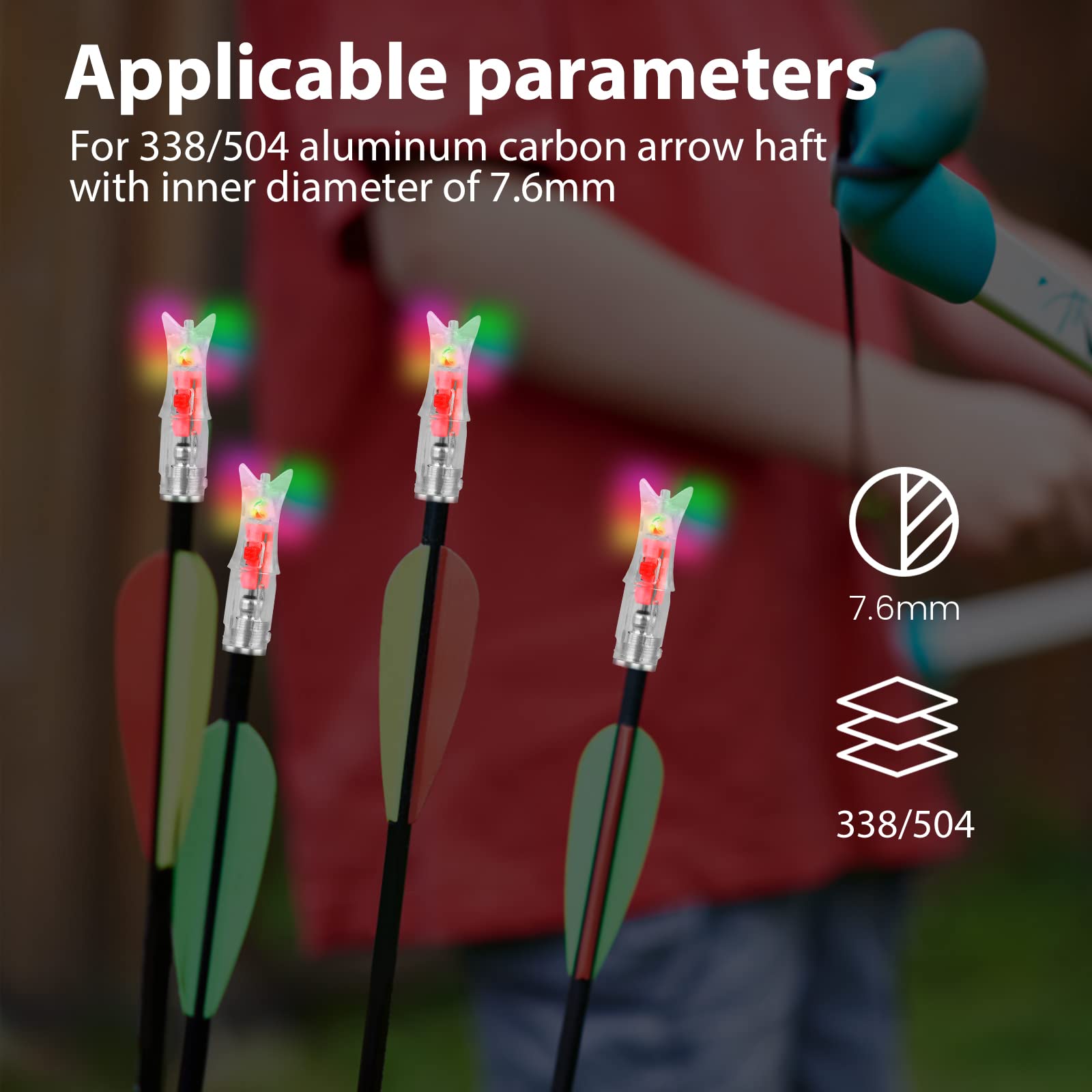 GOTIDA X Lighted Nocks for Arrows: Lighted Nocks 7.62mm,6pcs LED Nock Tail Illuminated Lighted Archery Nocks with ON/Off Switch Nocturnal Lighted Knocks for Arrows Lighted Arrow Nocks