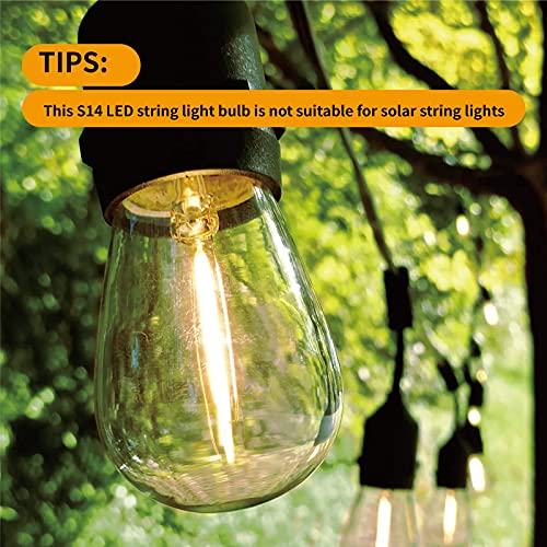 VISTERLITE 24 Pack LED S14 Replacement Light Bulbs, Shatterproof Waterproof 1W Outdoor String Light Bulbs, E26 Medium Base, 2200K Warm White, 11w Equivalent, Non-Dimmable