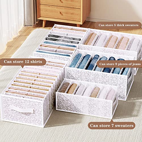 Wardrobe Clothes Organizer,Washwable 6/7/9/11/12 Grids Compartment Storage Box for Bra Underwear Jeans T-Shirt Leggings,Mesh Closet Drawer Organizer Clothes Drawer