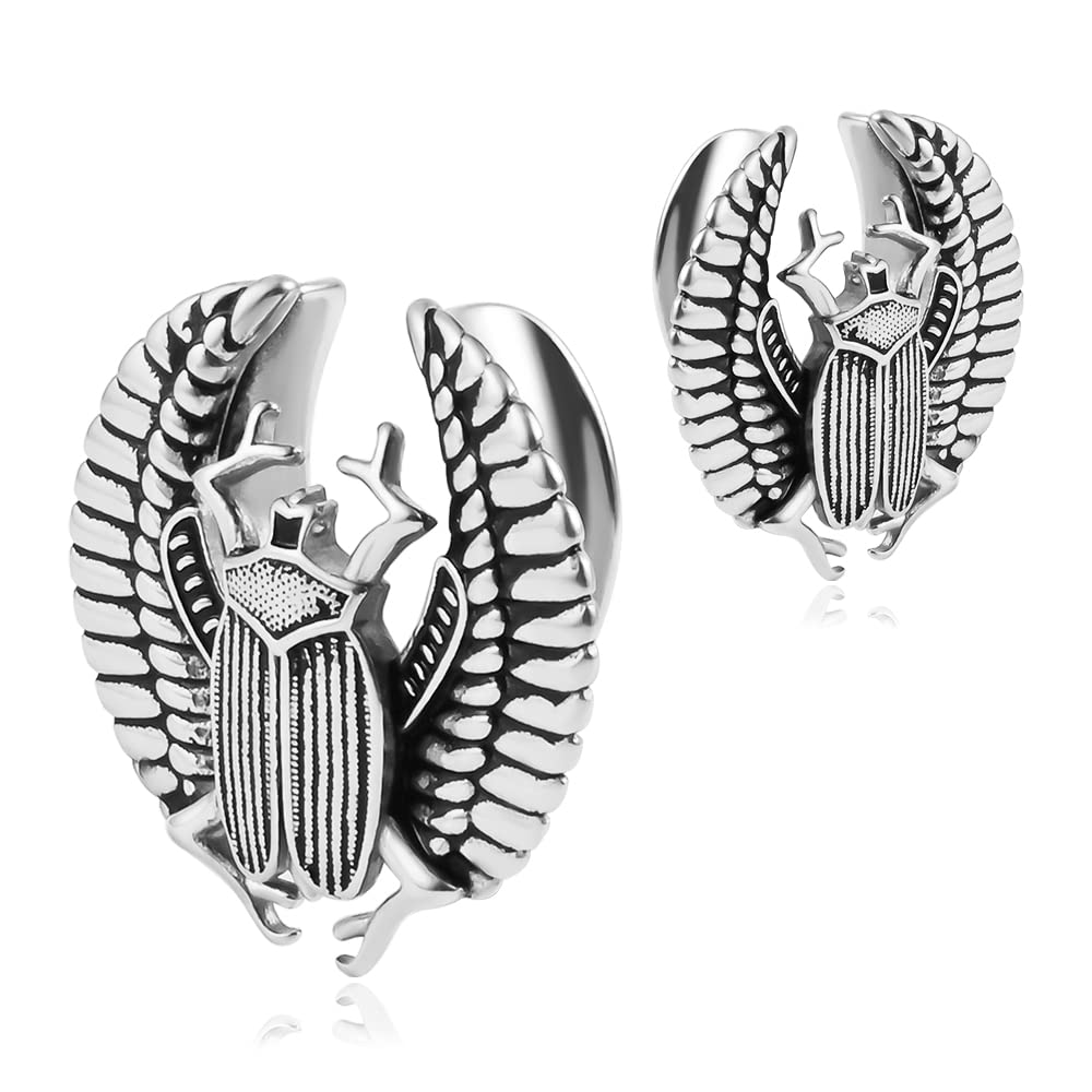 Maxbott 2PCS 8-25mm Stainless Steel Retro Saddle Ear Tunnels Plugs Expander Stretchers Gauges Body Piercing Jewelry