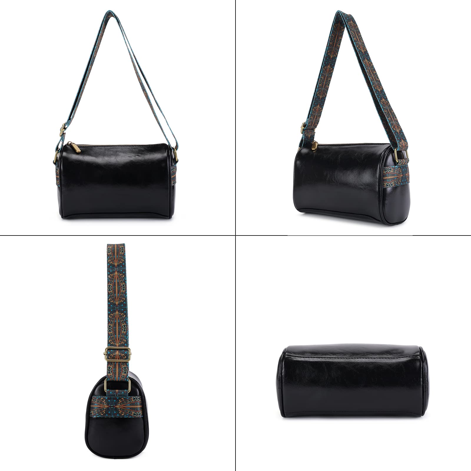 MAXWISE Guitar Strap Crossbody Bag For Women Fashion Shoulder Bag Purse (Black)