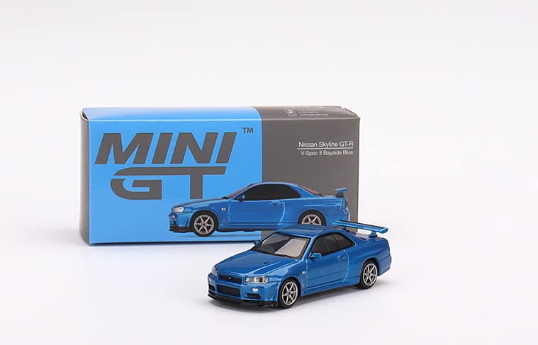 True Scale Miniatures Model Car Compatible with Nissan Skyline GT-R (R34) V-Spec II Bayside Blue Limited Edition 1/64 Diecast Model Car MGT00341
