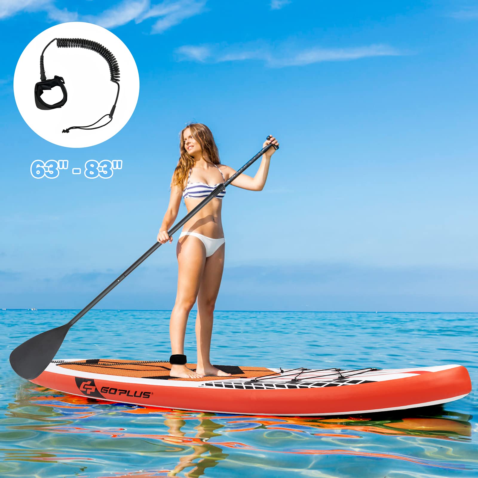 GOPLUS 10.5' Inflatable Stand Up Paddle Board SUP Cruiser with Fin, Adjustable Paddle, Hand Pump and Carry Backpack (Orange)