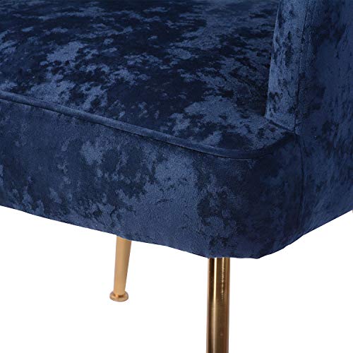 FurnitureR Velvet Living Room Chair Upholstered with Soft High Wing Back Leisure Reading Seat with Armrest for Corner Apartment, Dark Blue