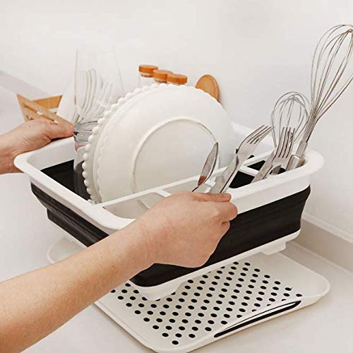 ZOUYO Collapsible Drying Dish Rack and Drainerboard Set Portable Dish Drainers Organizer Storage Rack for for Kitchen Counter RV Travel Trailer Camper Accessories