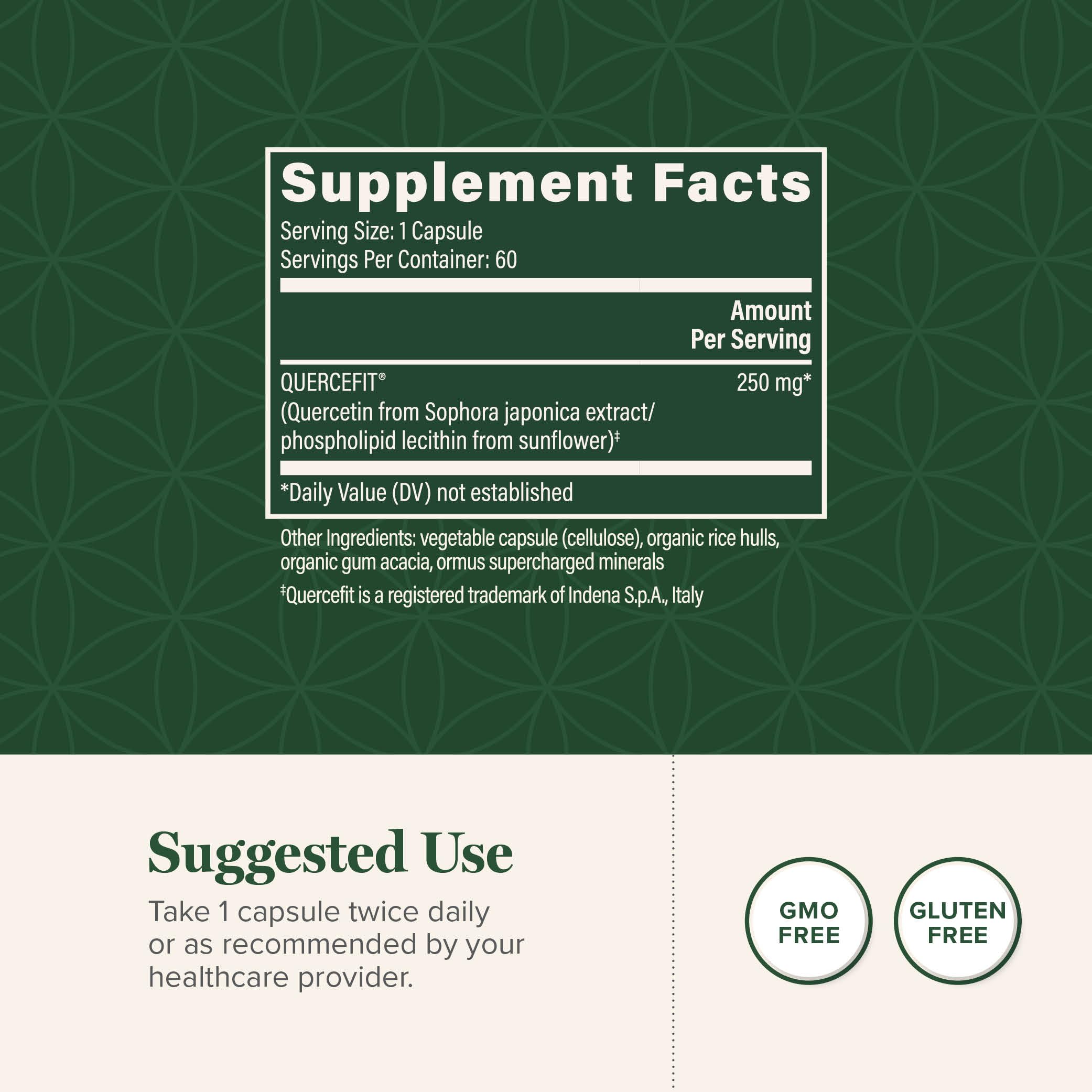 Global Healing Quercetin 250mg Supplement to Support Immune System Function, Respiratory Health & Body's Response to Occasional Allergies -Quercetin Supplements Without Bromelain & Zinc-60 Capsules