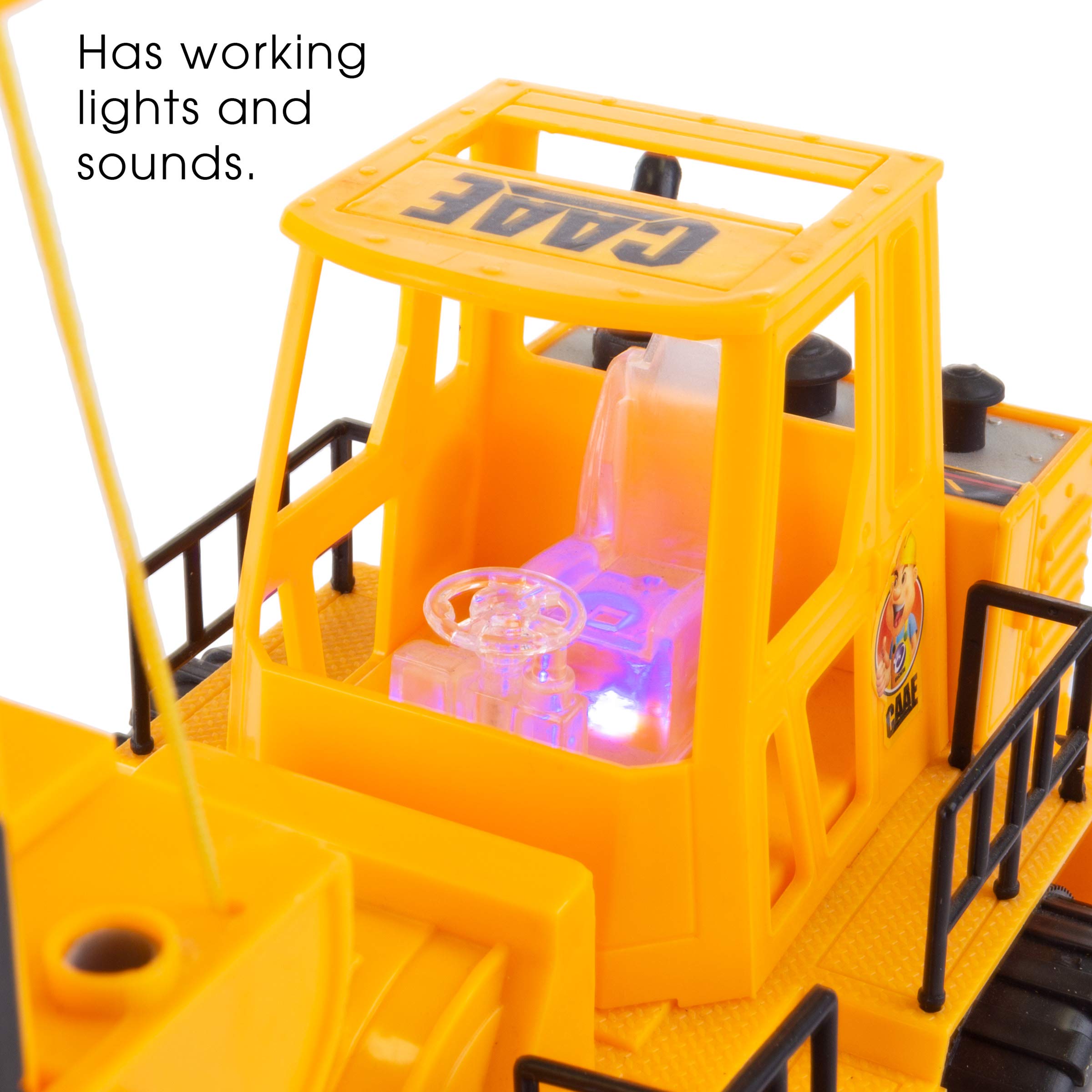 Hey! Play! Remote Control Toy Forklift– 1:24 Scale, Fully Functional RC Fork Truck with Lights and Sound, Includes Pallet, Pretend Barrel for Kids,Brown/a