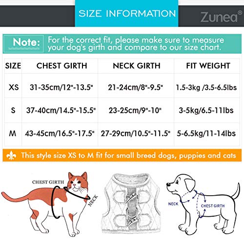 Zunea No Pull Small Dog Girl Harness Dress Escape Proof Cat Kitten Vest Harness Leash Set Step-in Soft Cotton Padded Polka Dot Jacket Chihuahua Puppy Clothes with Cute Bow for Walking Black M