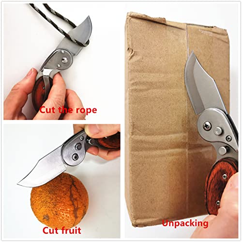 SWBIYING Pocket Knives & Folding Knives,Pocket Knives for Men with Clip,Tactical Knife with Wooden Handle,Edc Knife,Small Pocket Knife,Cool Gadgets for Hunting,Survival