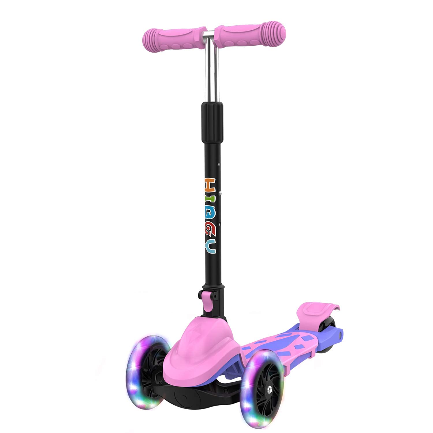 Hiboy Q1 Scooter for Kids - 4 Adjustable Heights, 3 Wheels with 2 LED Light-Up Front Wheels, Foldable Toddler Scooter for Boys and Girls from 2-6 Years Old