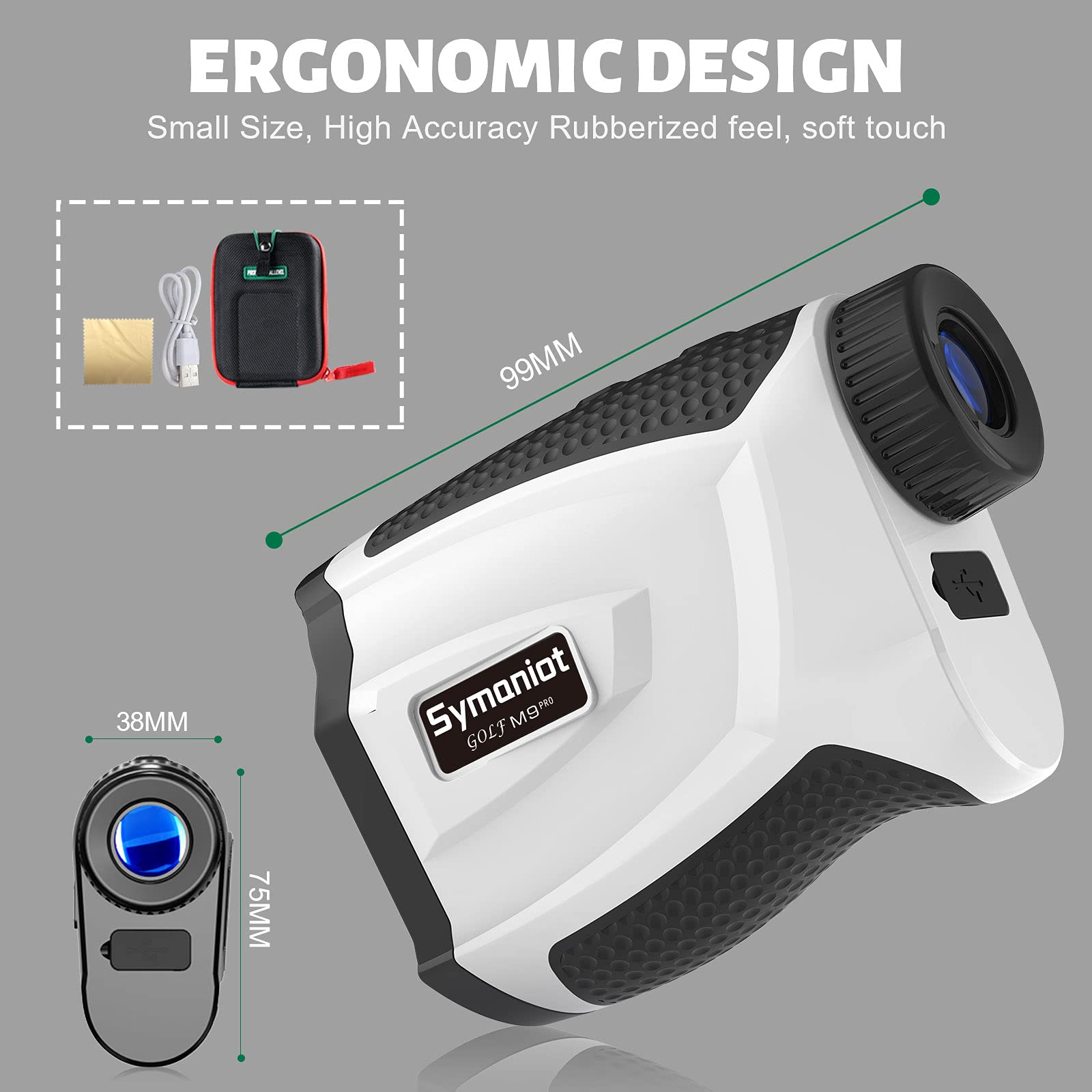 Golf Rangefinder, Laser Rangefinder with Slope, Symaniot Laser Rangefinder for Golf, Magnetic with Keyring and Storage Box, 6.5 Times, ranging from 5 to 900 Yards for Hunting & Golfing