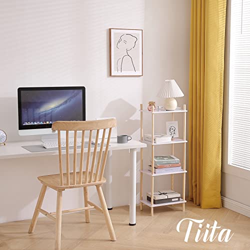 Tiita Corner Standing Shelf Bookshelf Unit - White Small Bookcase Multipurpose Rack Shelving Plant Stand Storageor Living Room Home Office