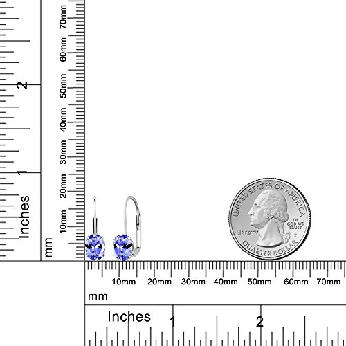 Gem Stone King 925 Sterling Silver Blue Tanzanite Leverback Earrings For Women (1.50 Cttw, Gemstone Birthstone, Oval 7X5MM)
