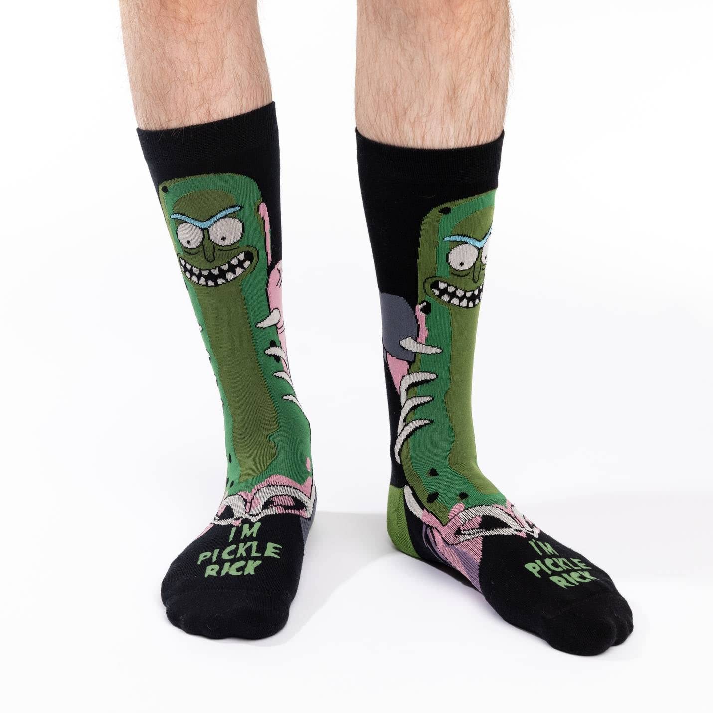 Good Luck Sock Men's Rick and Morty, Big Pickle Rick Socks, Adult, Shoe Size 8-13